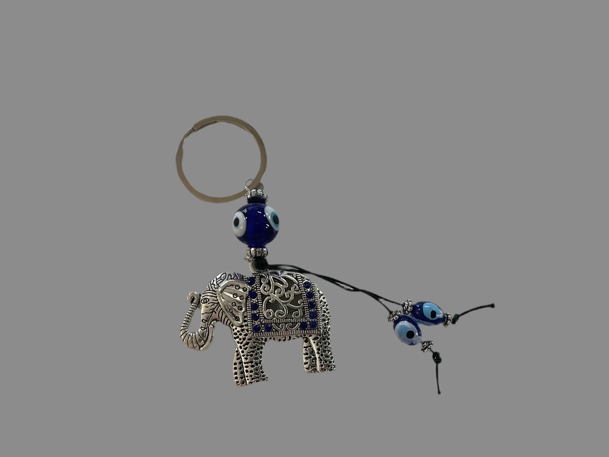EVIL EYE ELEPHANT KEYCHAIN – Black River Crystal